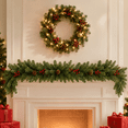 2PCS Faux Evergreen Christmas Vine Garland with Red Berries and ...