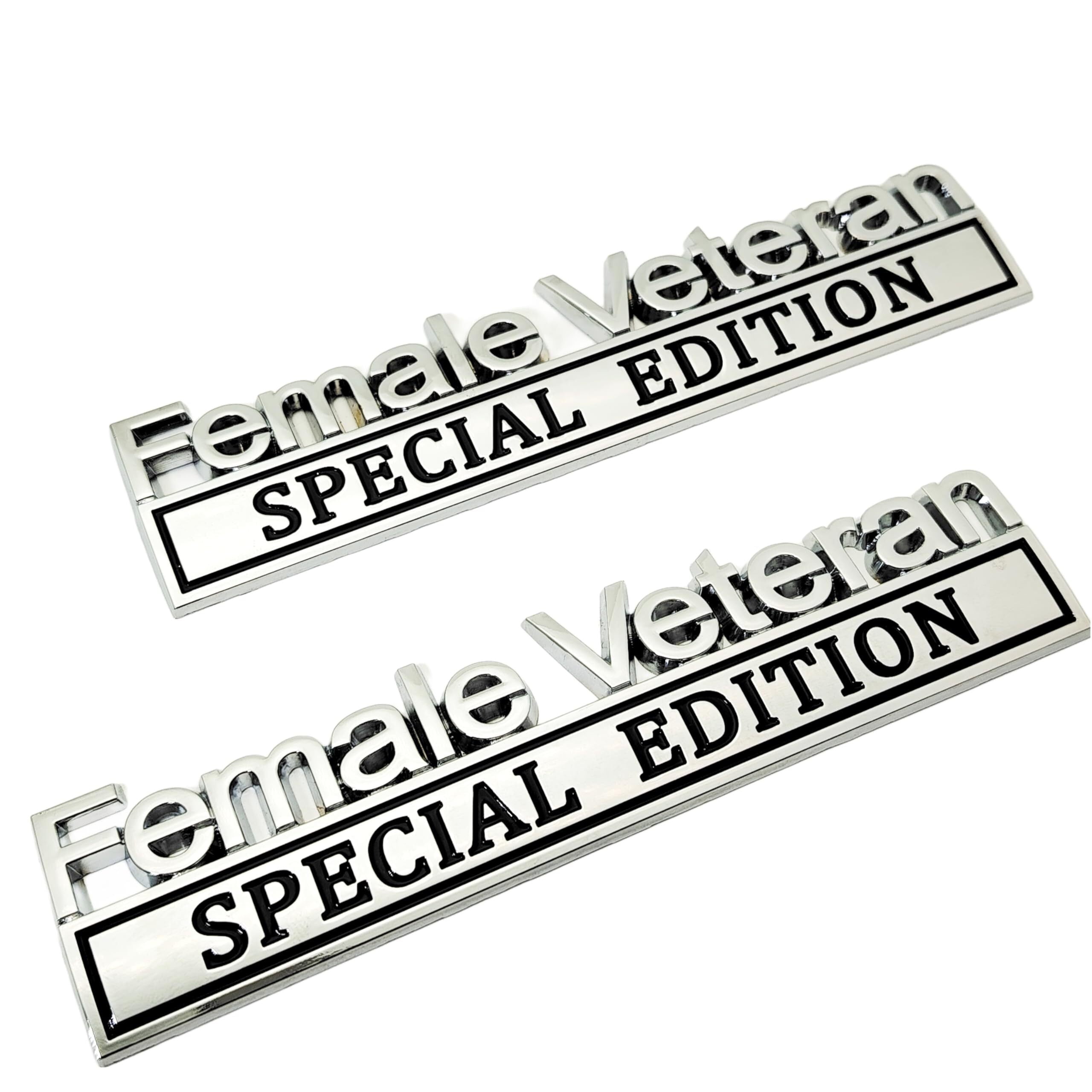 2PCS Female Veteran Edition Car Emblems Metal Special Decal 3D Letters ...