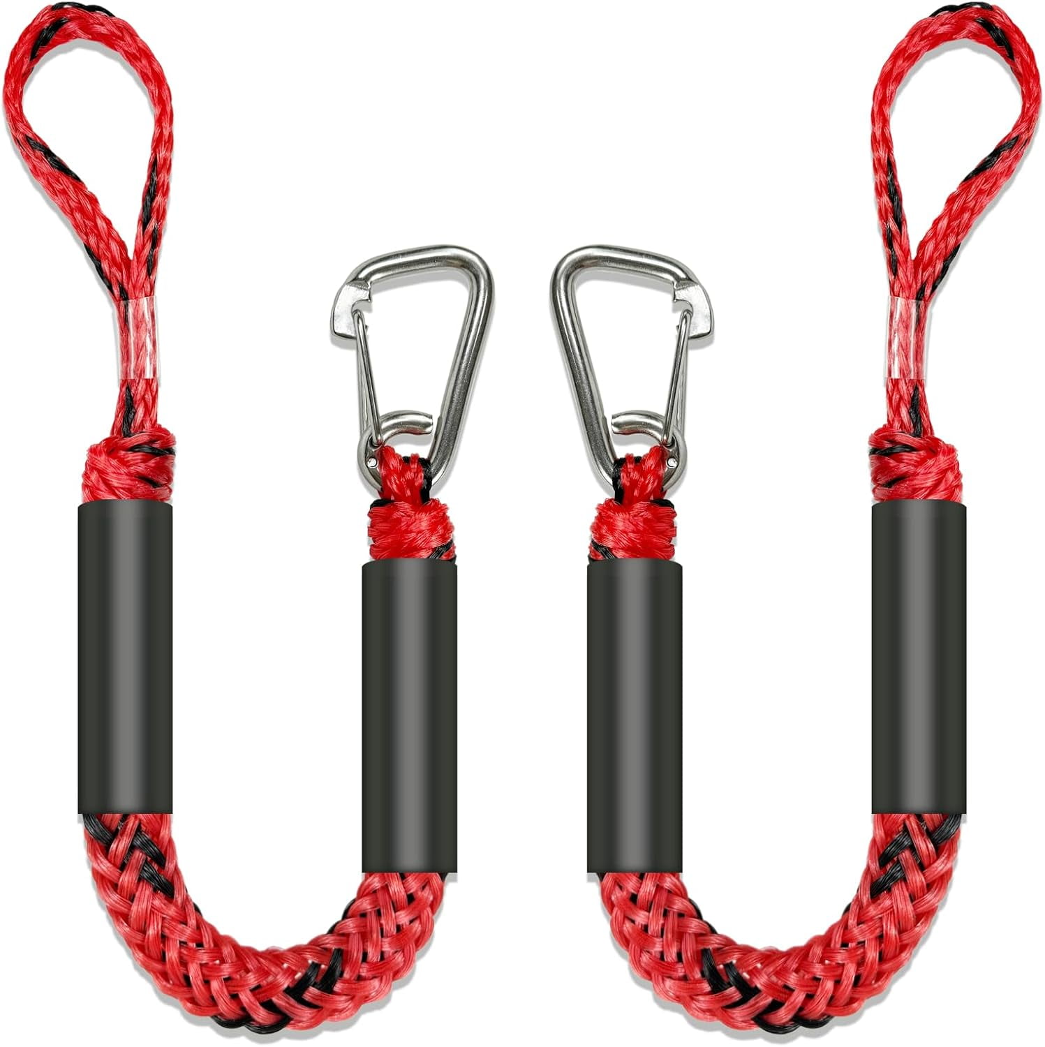 2PCS Fender Lines 2FT Premium Bungee Boat Lines with 316 Stainless Clip ...