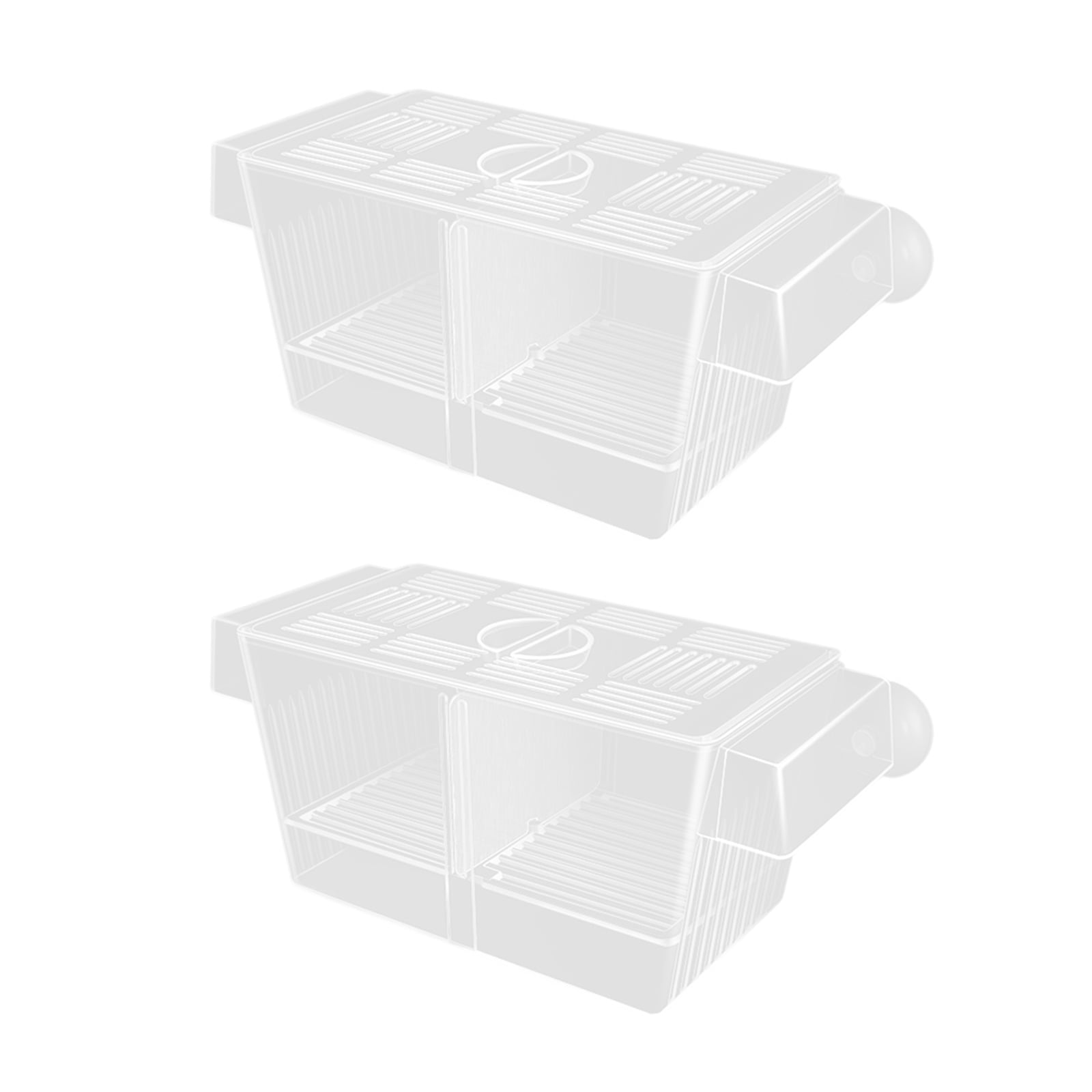 2PCS Fish Breeding Tanks Clear Isolation Container with 2 Dividers For ...