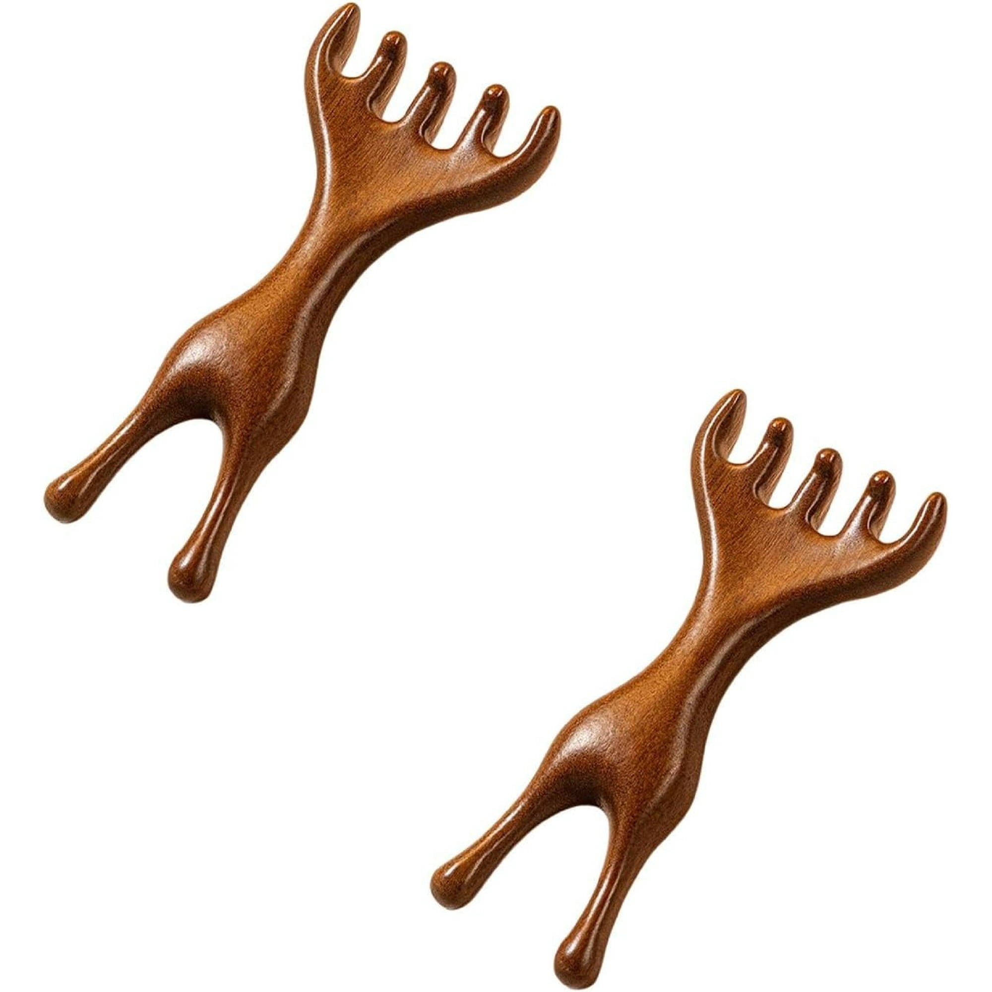 2PCS Five Touch Therapy Comb,Wooden Scalp Massager,Soothing Scalp ...