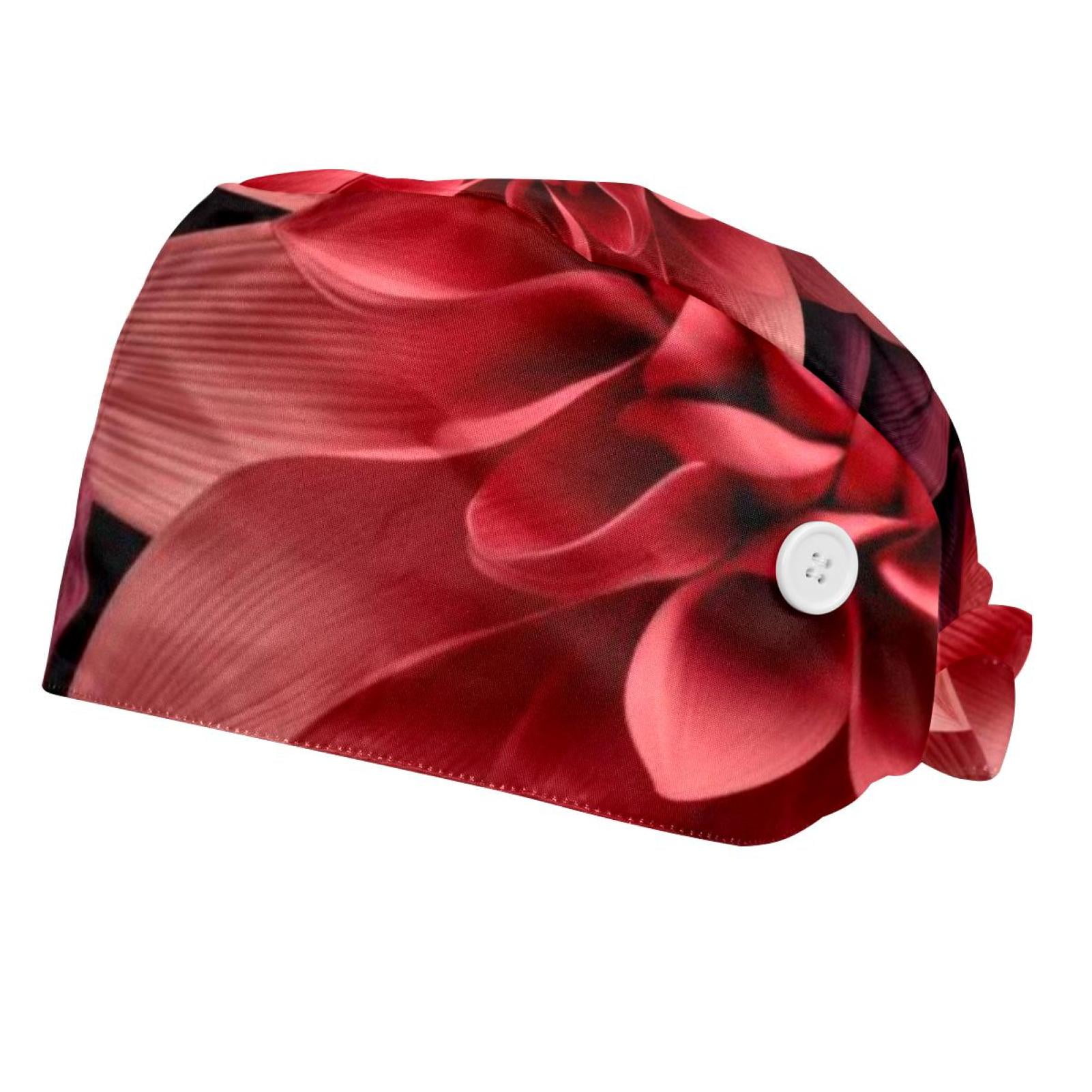 2PCS Flower Petal Working Caps with Button, Adjustable Working Hats for ...