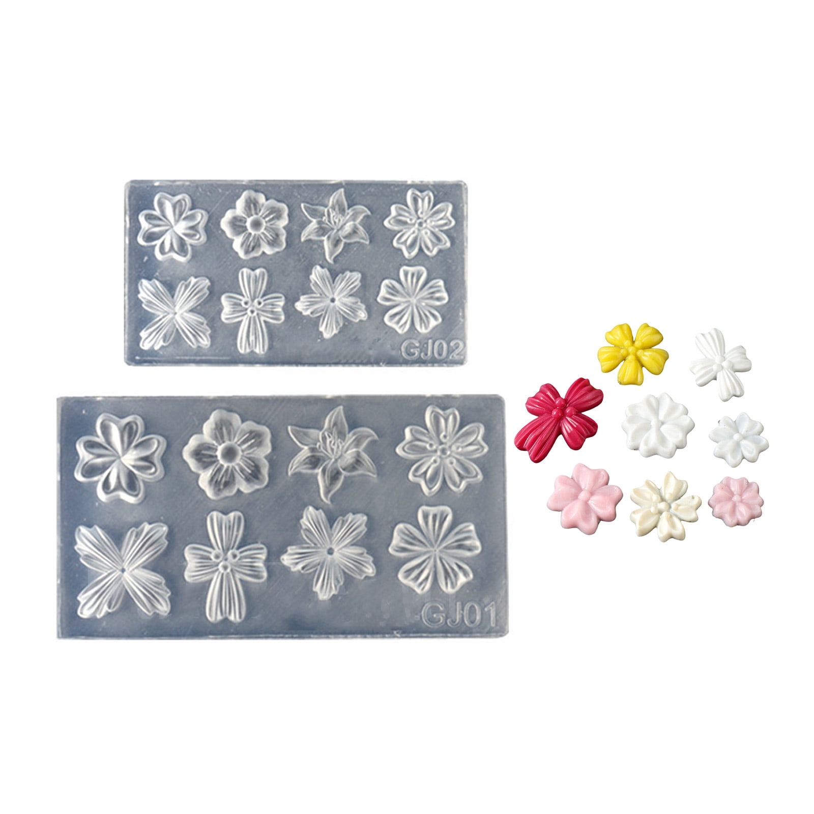2PCS Flower Shape Nails Art Silicone Mold Manicure Training Tool ...