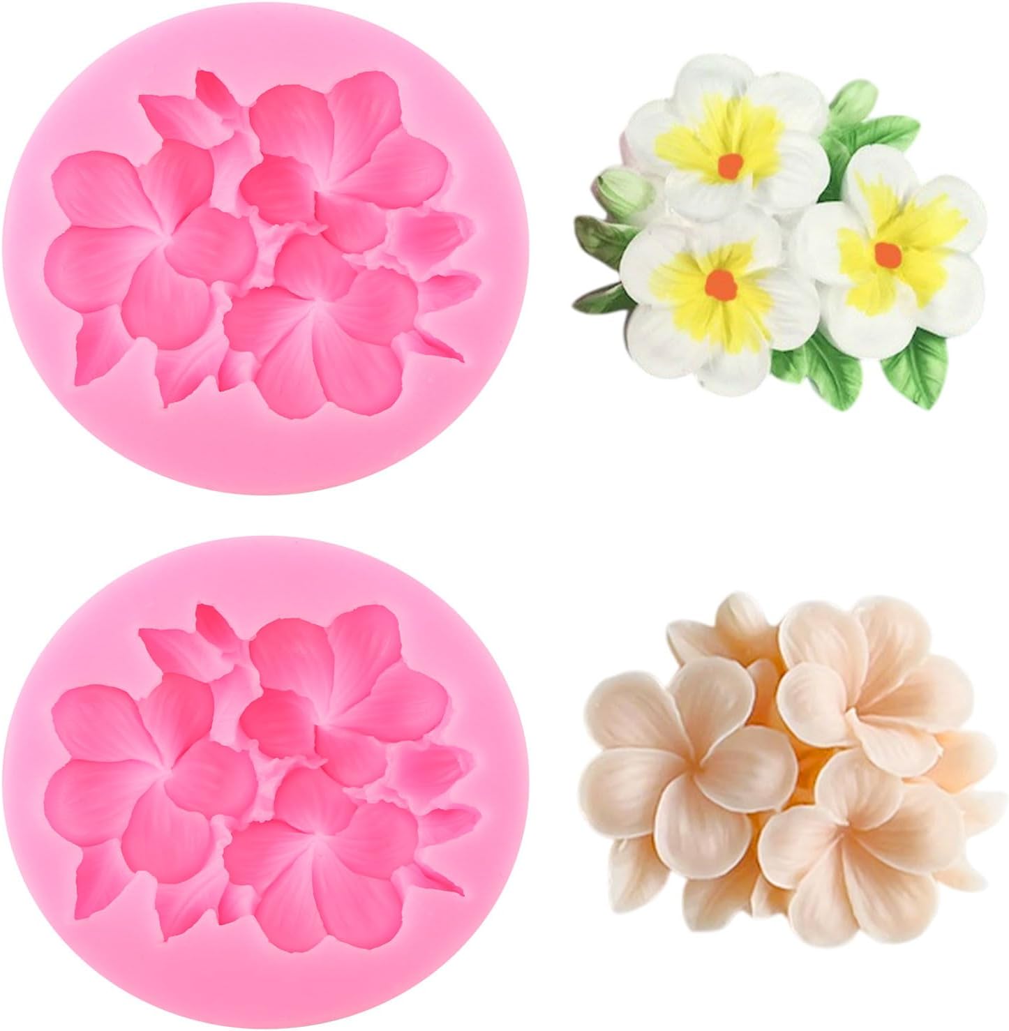 2PCS Flower Silicone Mold - 3D Resin Candle Molds Flower Fondant ...