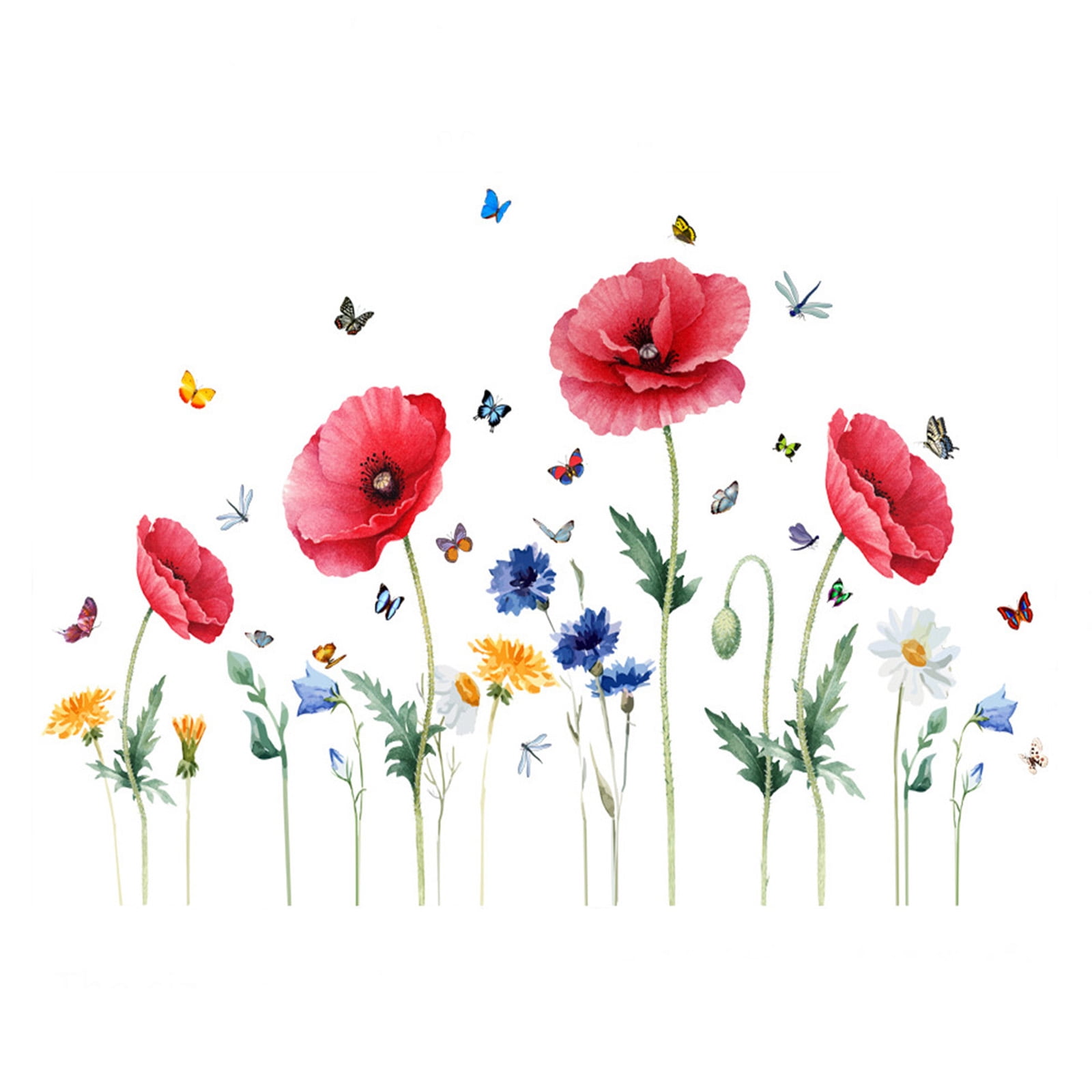 2PCS Flower Window Clings Flowers Window Stickers Butterfly Blossom ...