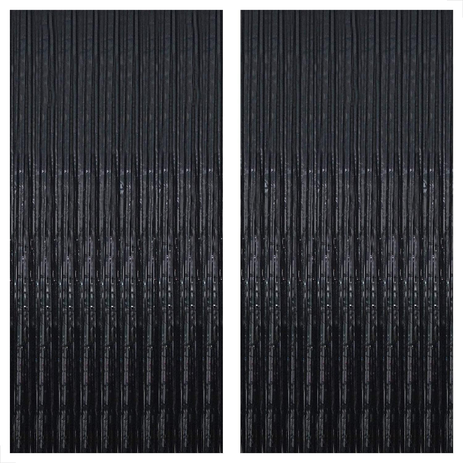 2PCS Foil Curtain Backdrop, Metallic Shiny Tinsel Foil Fringe Curtains ...