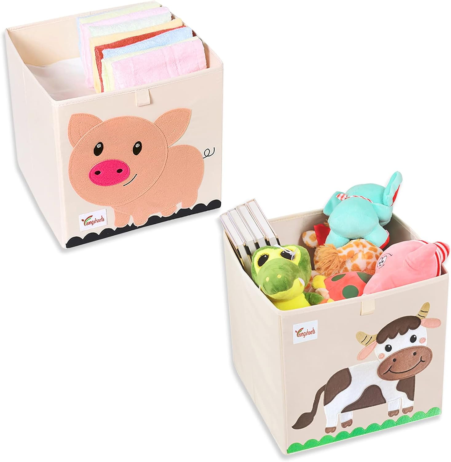 2PCS Foldable Animal Cube Storage Toy Box, STONCEL Fabric Toy Organiser ...
