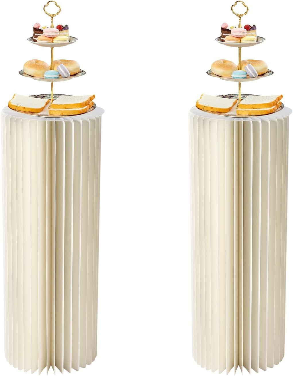 2PCS Foldable Paper Columns Display Pedestals Stand,31.5 inch Cylinder ...