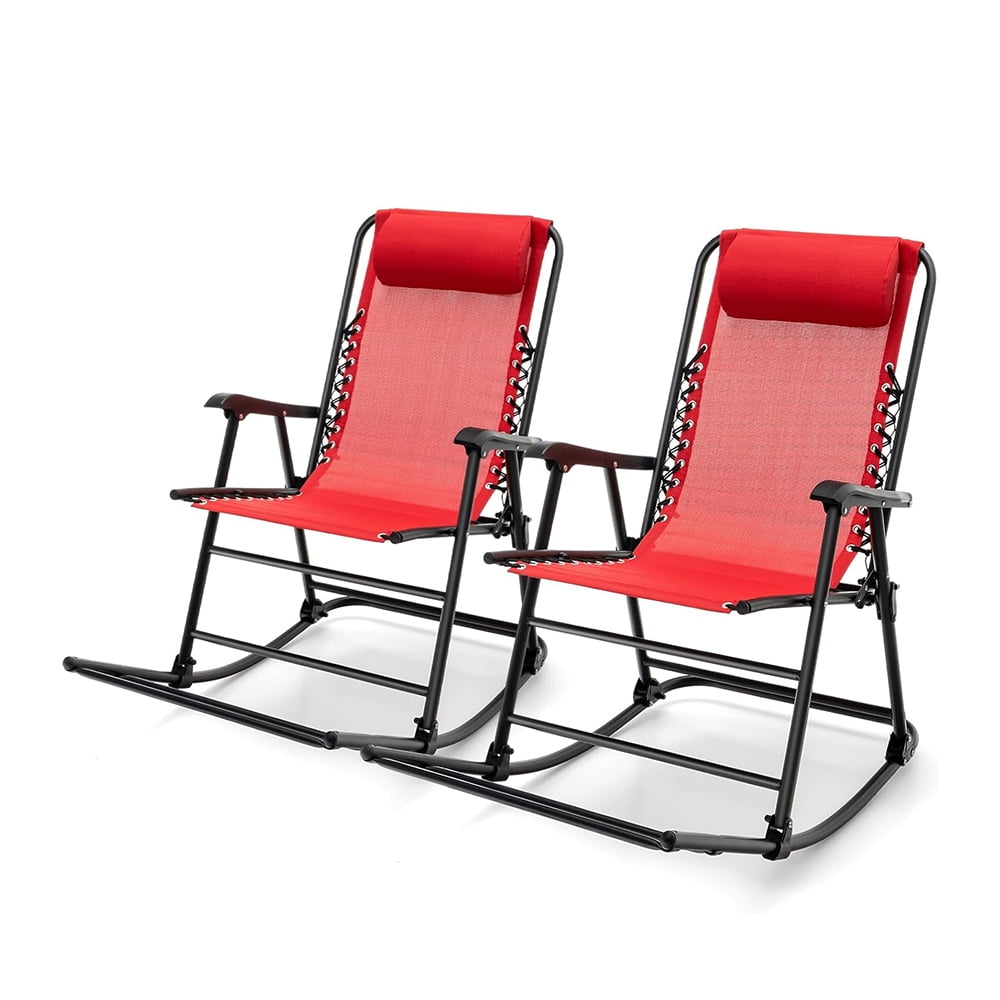 2PCS Foldable Rocking Chair, Zero Gravity Rocker with Metal Frame ...