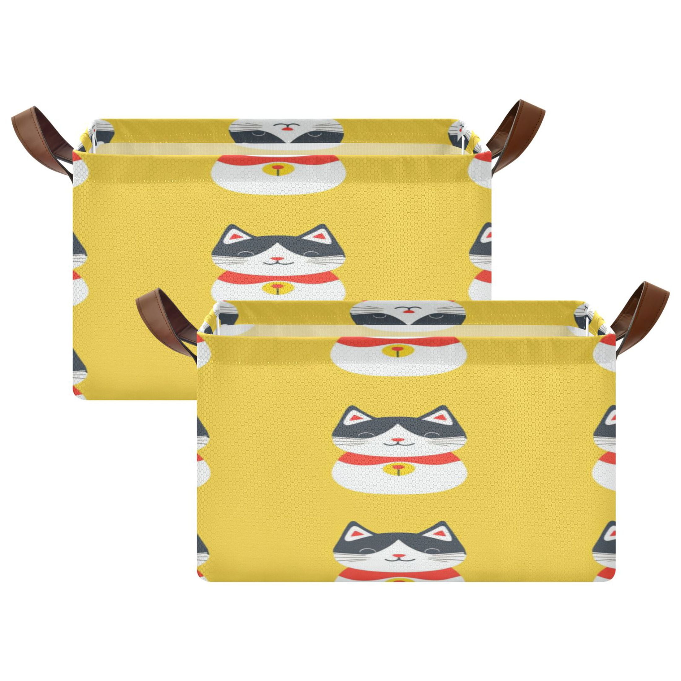 2PCS Foldable Storage Basket with Metal Frame Collapsible Organizer Bin ...