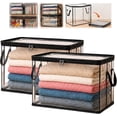2PCS Foldable Transparent Storage Box with Zipper Handles Heavy Duty ...
