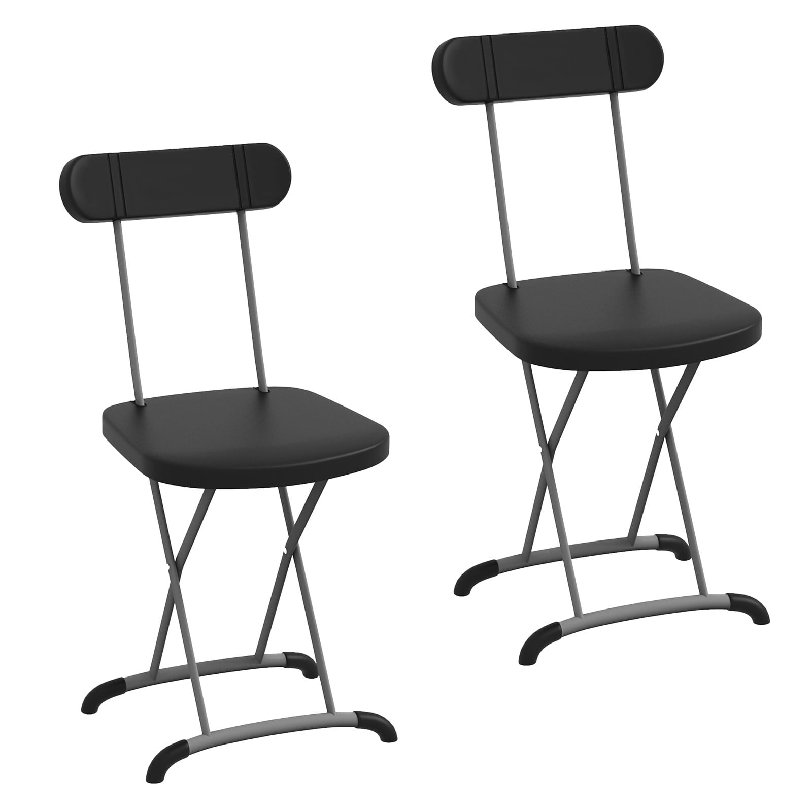 2PCS Folding Chair w/ Metal Curved Feet Wide Seat & Ergonomic Backrest ...