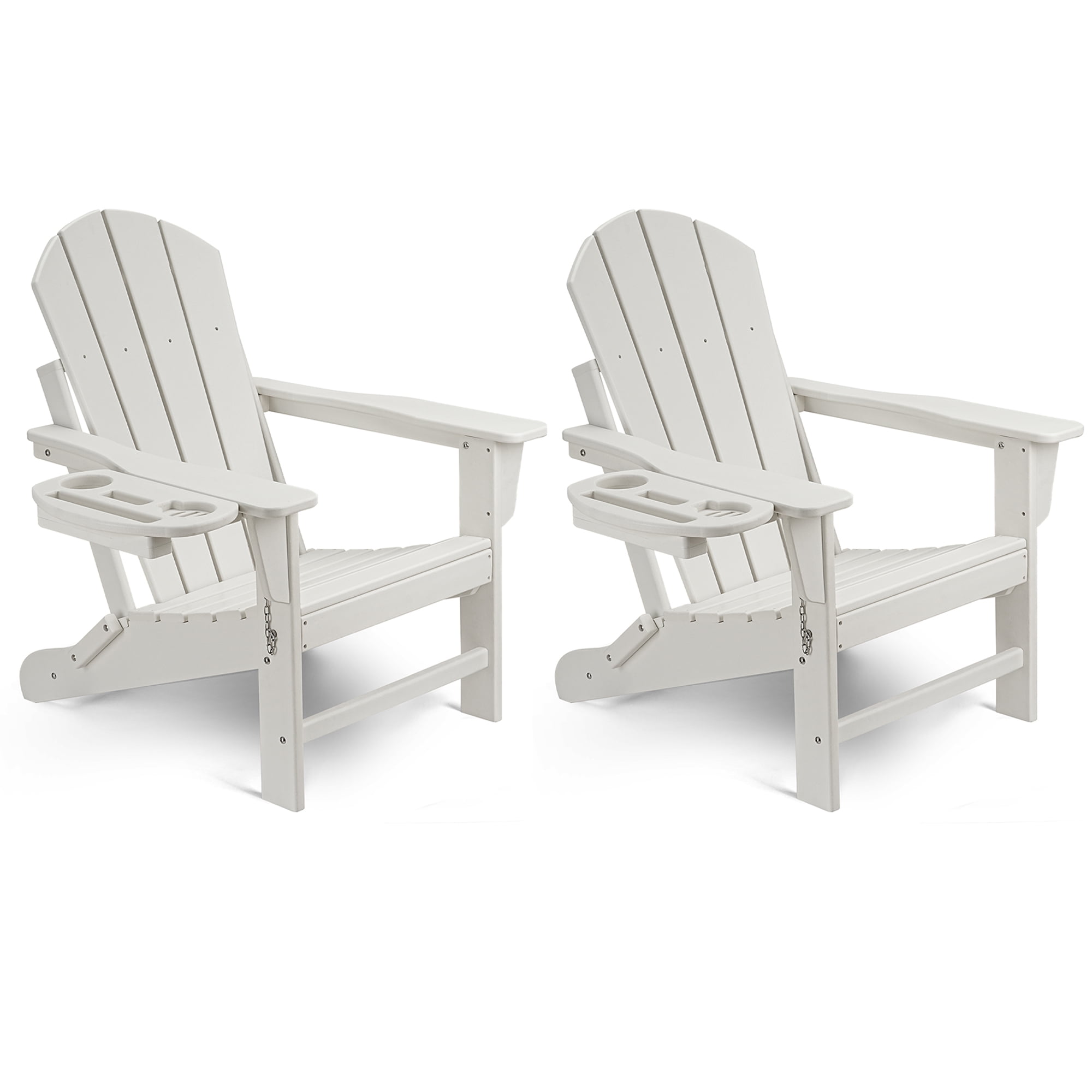 2PCS Folding HDPE Adirondack Chair with 4 in 1 Cup Holder Tray, Outdoor ...