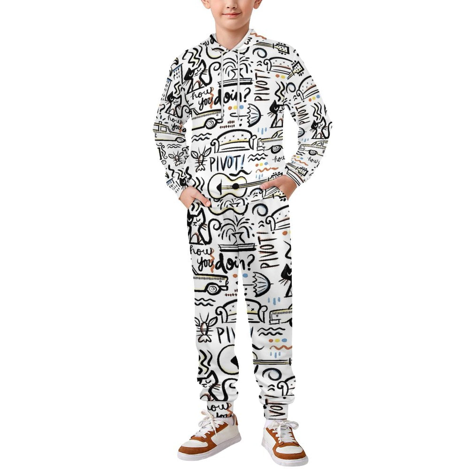 2PCS Friend TV Show Tracksuit Outfit Hoodie Sweatshirt & Jogger Pant ...