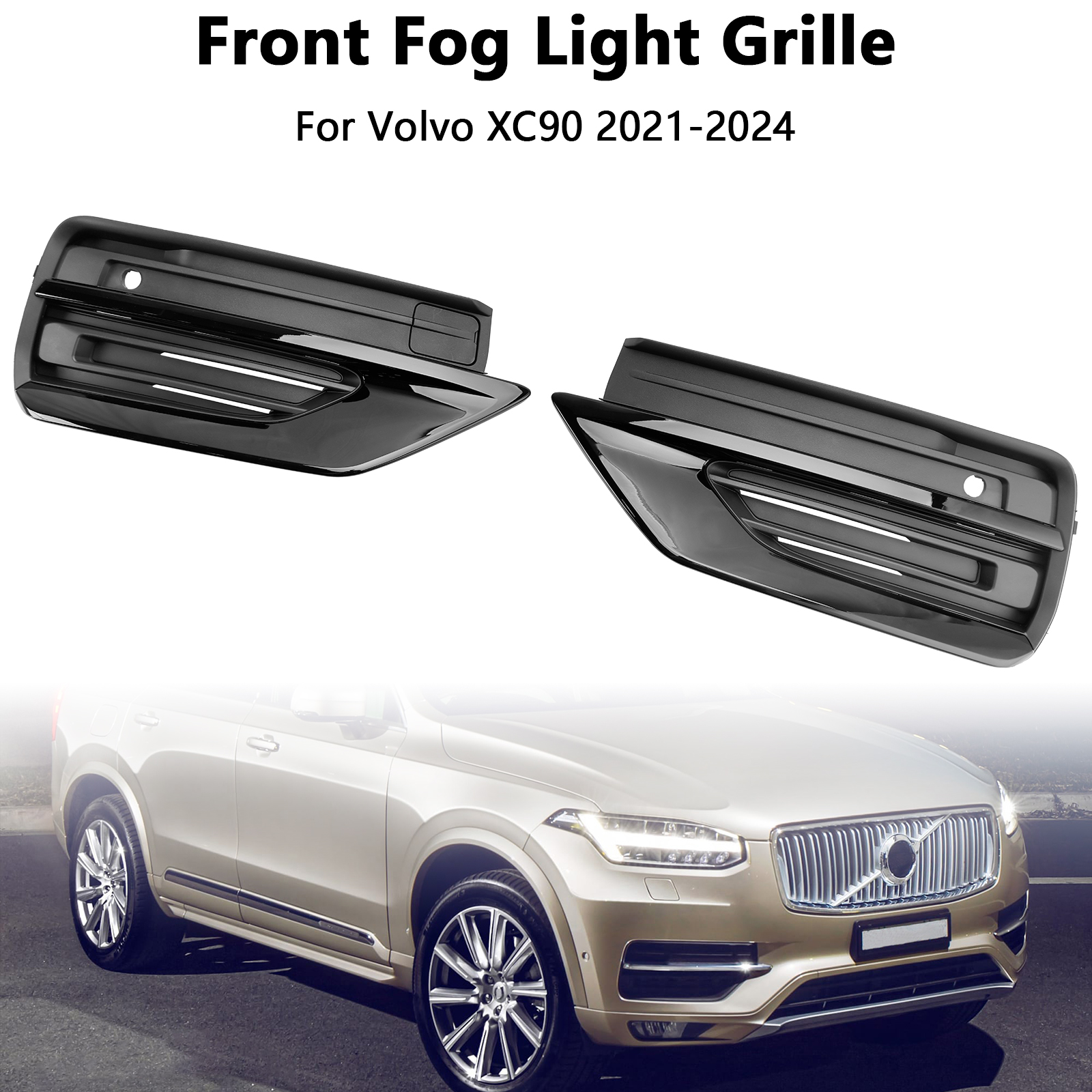 2PCS Front Bumper Fog Lamp Grille Fog Light Grille Fit Volvo XC90 2021 ...