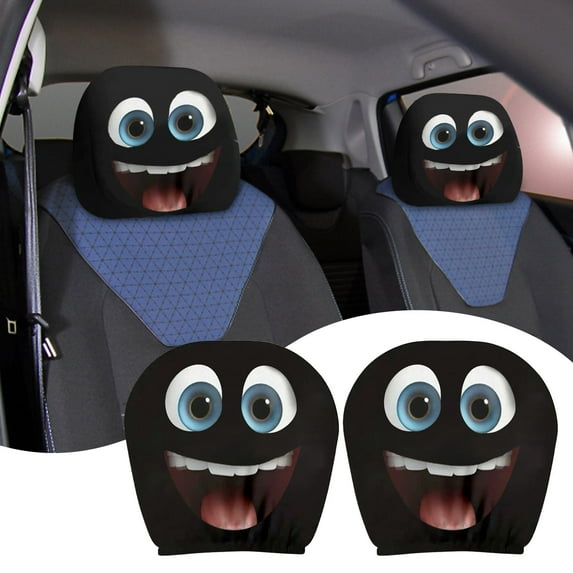 2PCS Funny Cartoon Car Headrest Covers, Cute Funny Cartoon Eyes Car ...