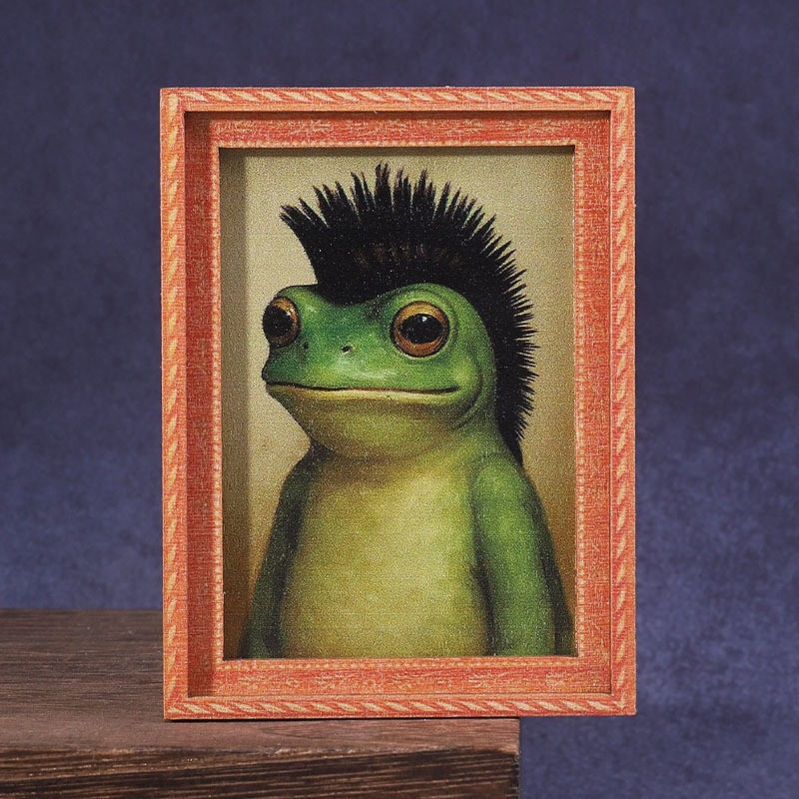 2PCS Funny Frog with Wig Refrigerator Magnet-Vintage Style Oil Painting ...
