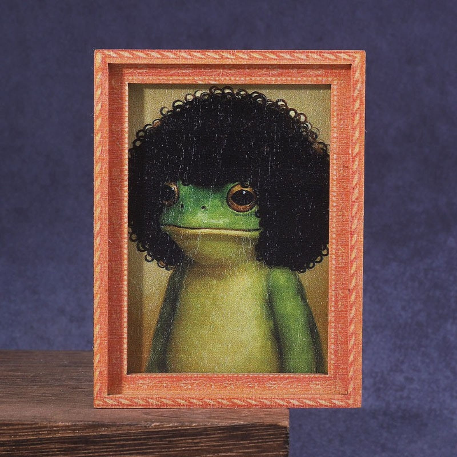 2PCS Funny Frog with Wig Refrigerator Magnet-Vintage Style Oil Painting ...