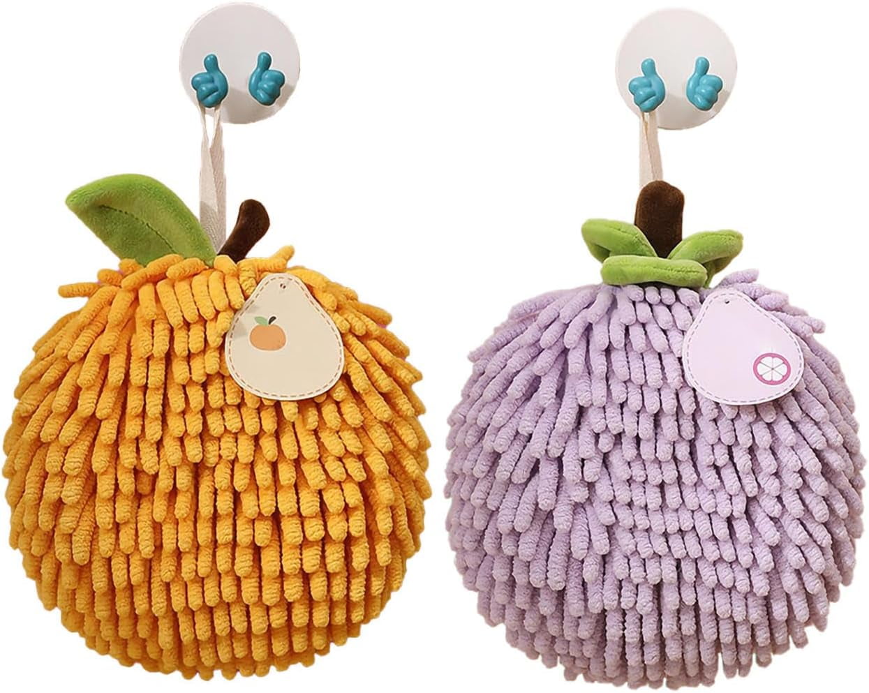 2PCS Fuzzy Ball Hand Towel,Chenille Hand Towel,Cute Spherical Fruit ...