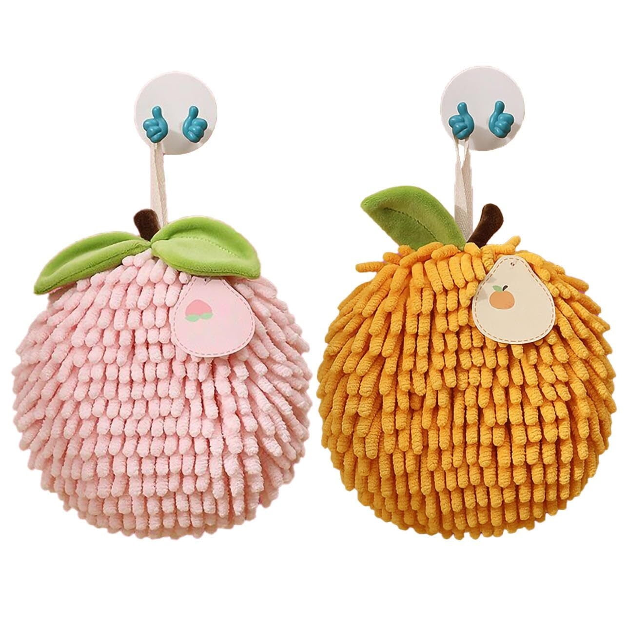 2PCS Fuzzy Ball Hand Towel,Chenille Hand Towel,Cute Spherical Fruit ...