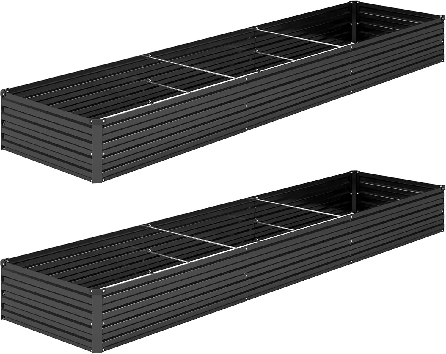2PCS Galvanized Raised Garden Bed Kit,Vegetable Boxes-Rectangle Metal ...