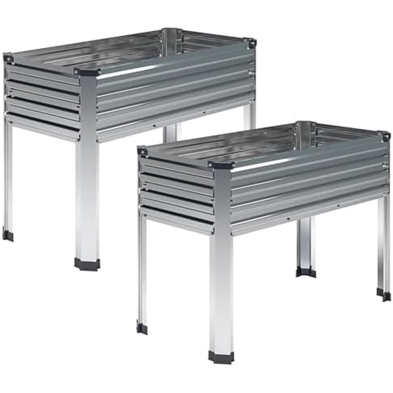 2PCS Galvanized Raised Garden Bed with Legs,2PCS 48×18×30in Elevated ...