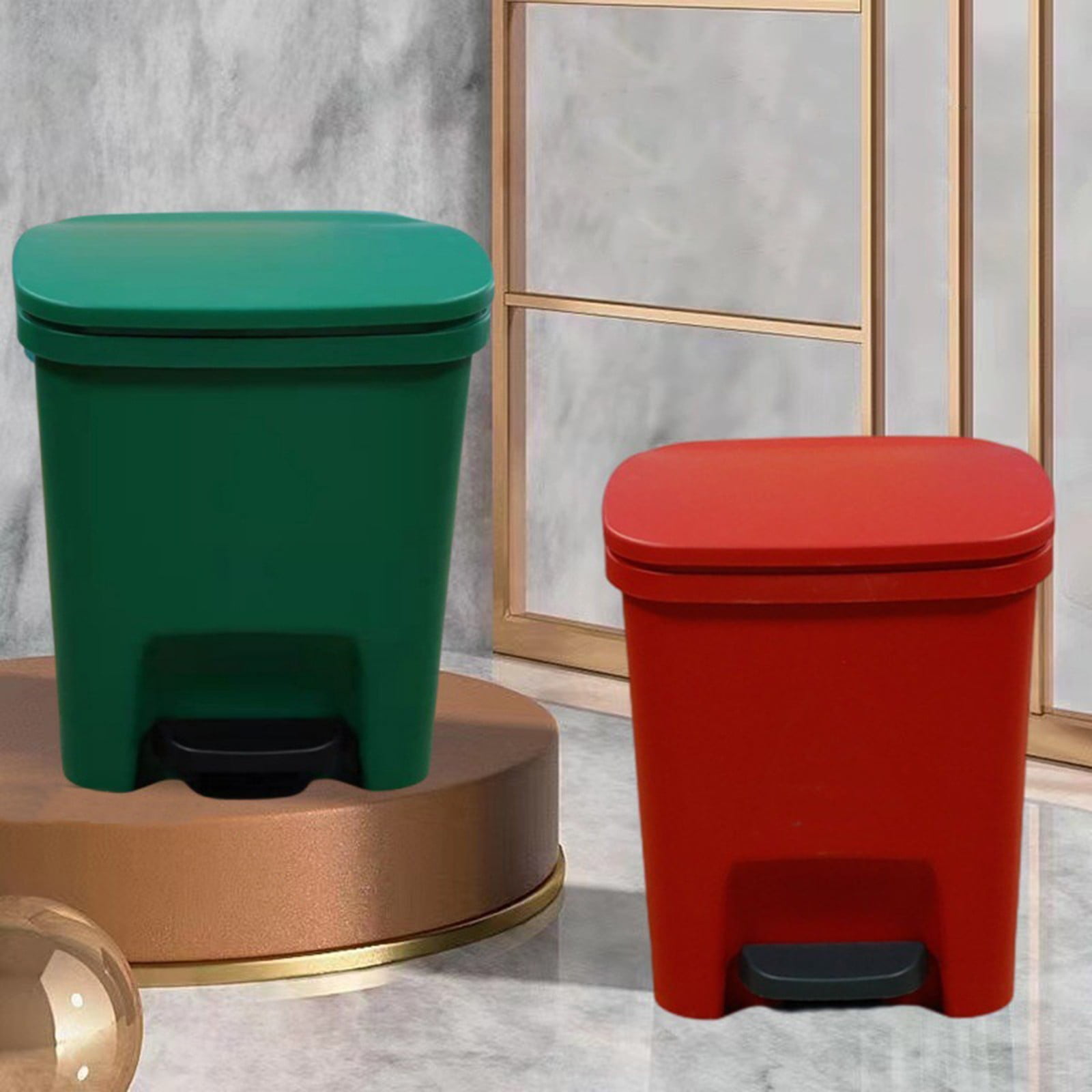2PCS Garbage Bin 10L Gallon Trash Can Plastic Step On Kitchen Trash Can ...