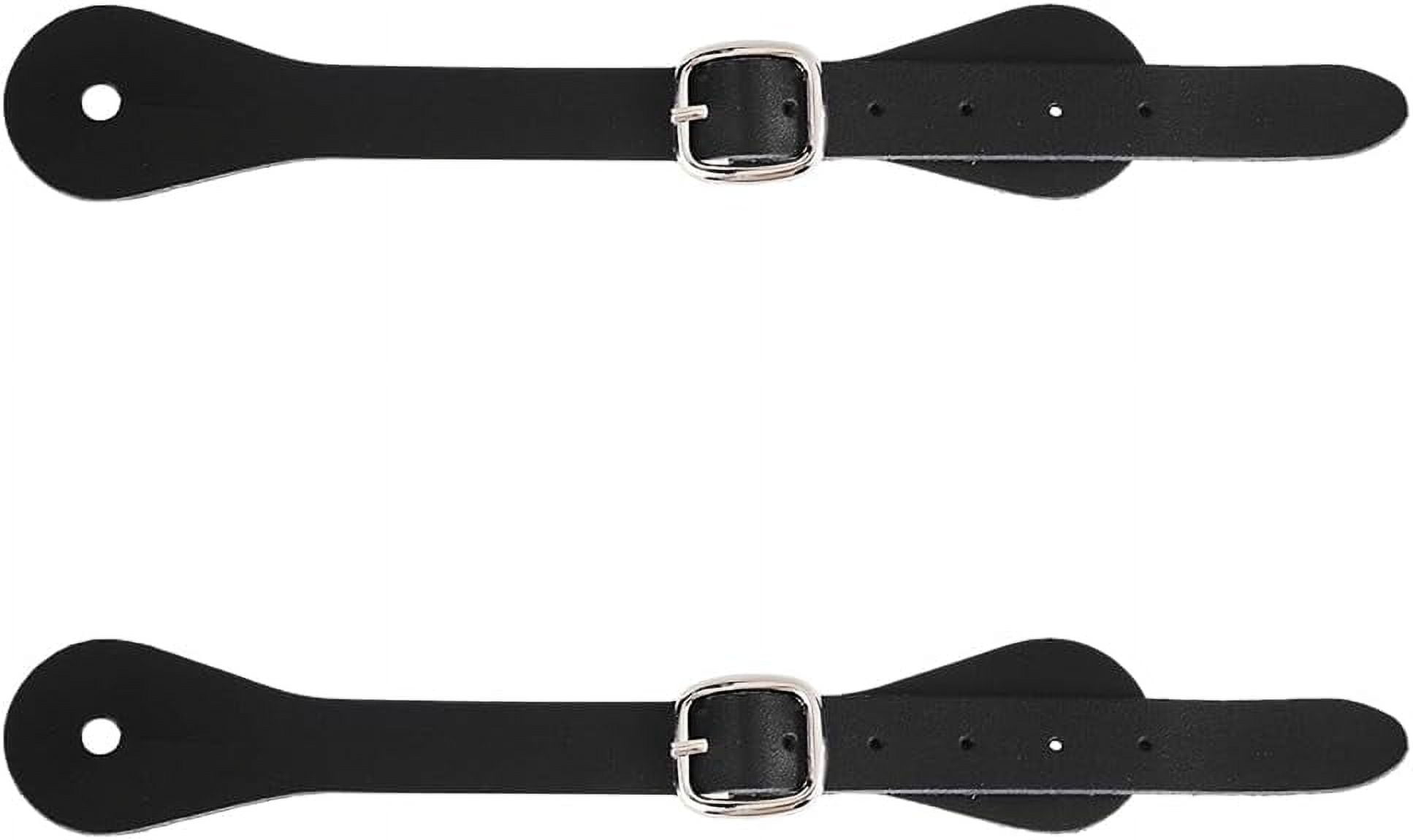2PCS Genuine Leather Single Ply Spur Straps for Horse Riders Black ...