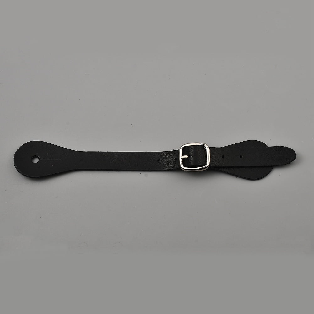 2PCS Genuine Leather Single Ply Spur Straps for Horse Riders Black ...