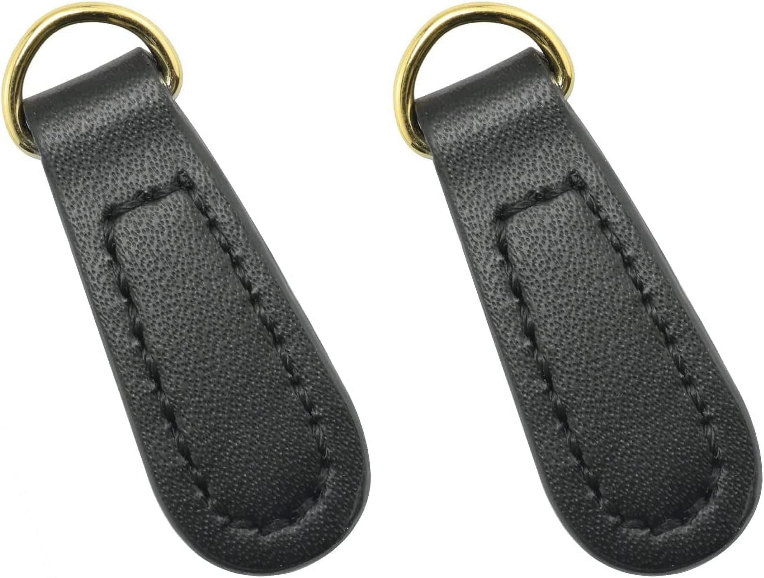 2PCS Genuine Leather Zipper Pull - Black Pull Strap Cord Zip Pullers ...
