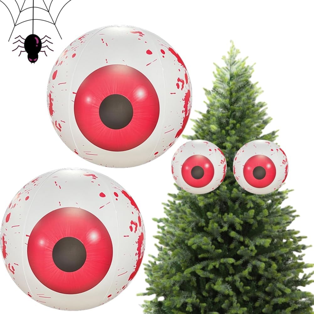 2PCS Giant Inflatable Eye Balls 24IN Halloween Decorations LED Light Up ...