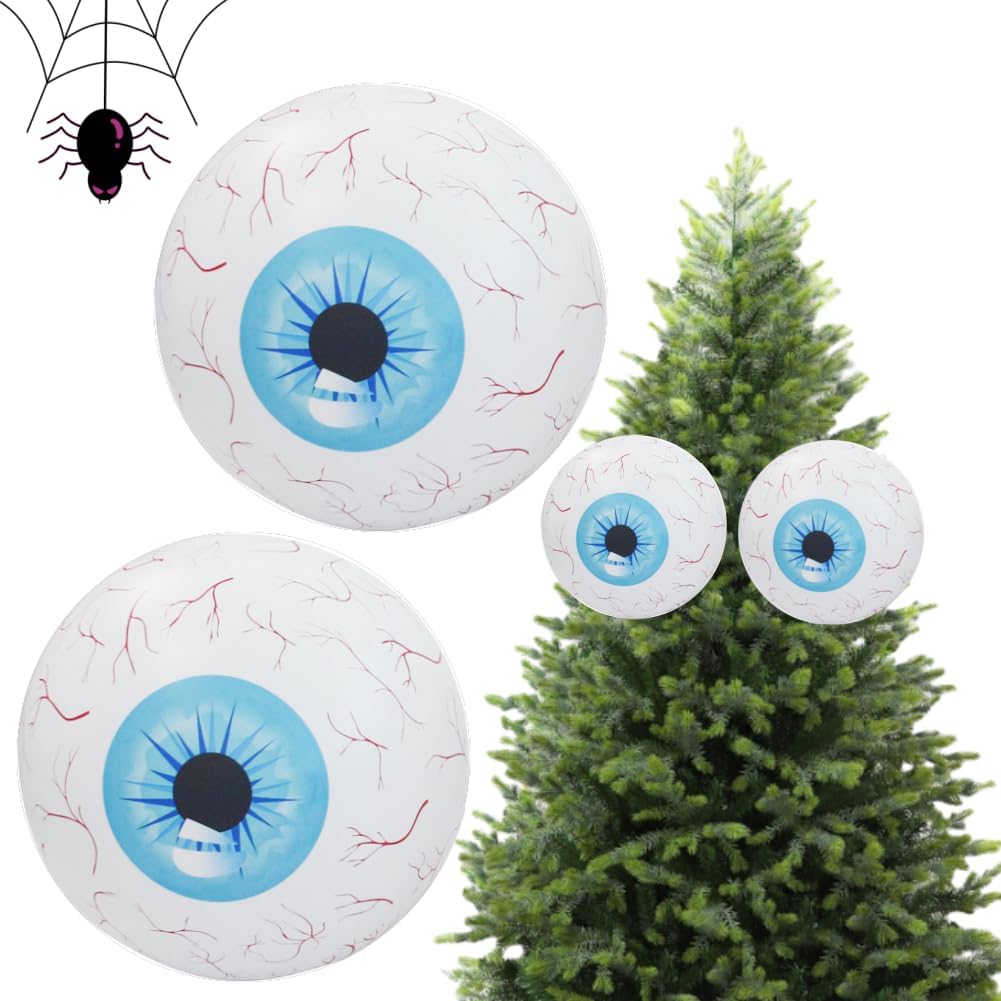 2PCS Giant Inflatable Eye Balls 24IN Halloween Decorations LED Light Up ...