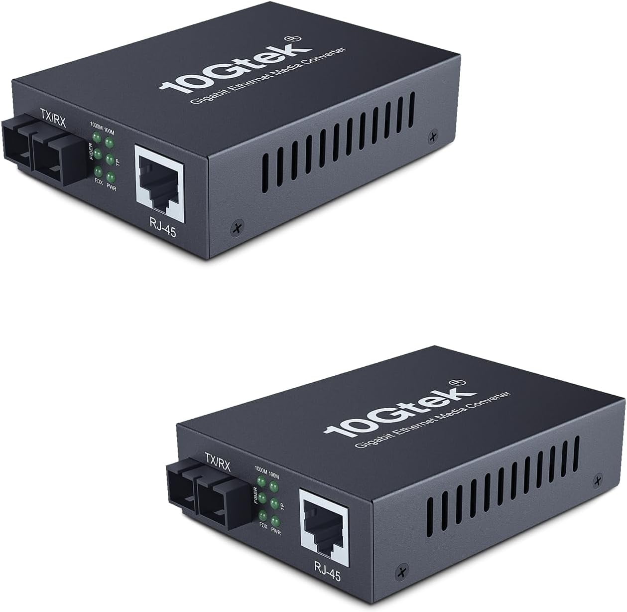 2PCS Gigabit SC to RJ45 Fiber Media Converter, Single Mode Fiber to ...