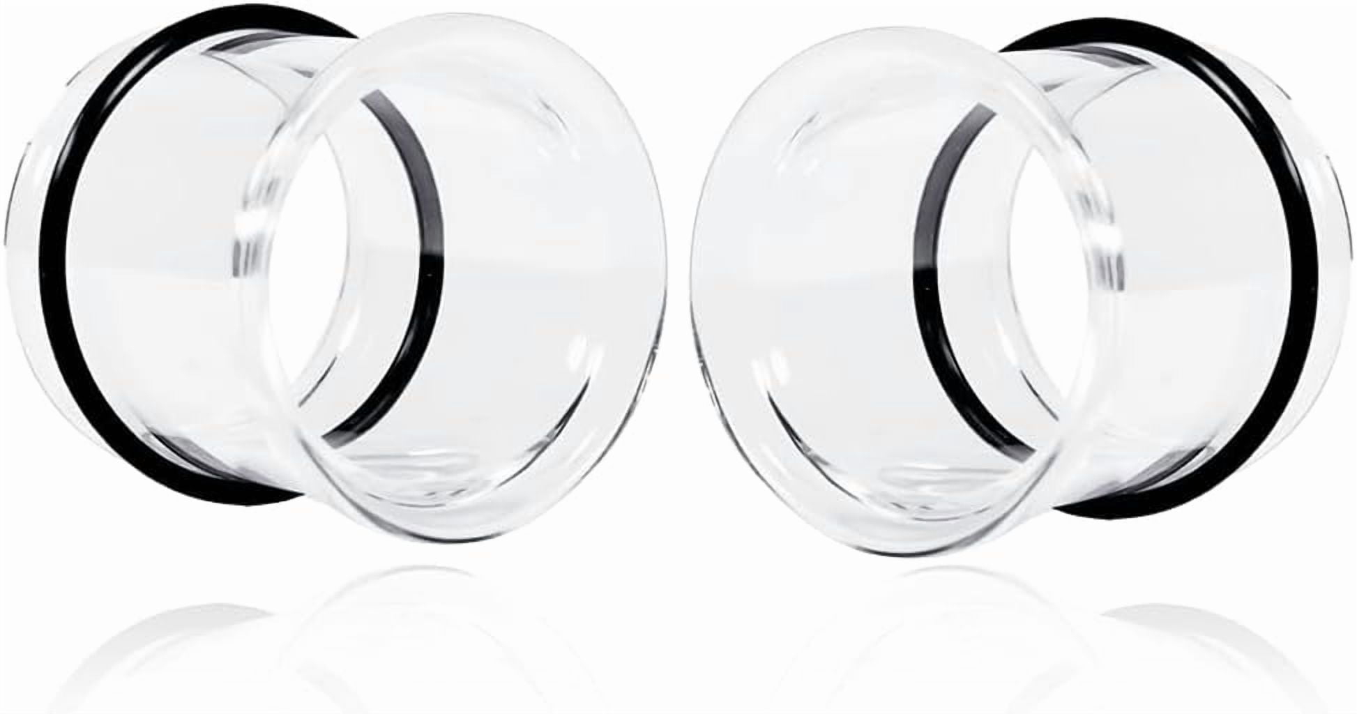 2PCS Glass Ear Gauges Plugs and Tunnels Single Flared Earrings ...