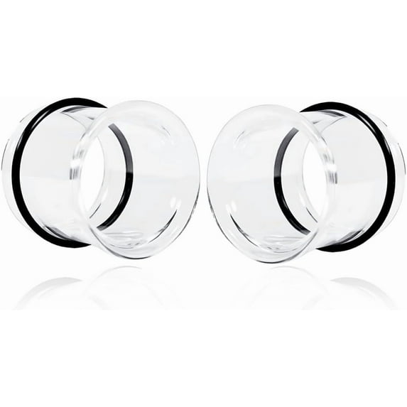 2PCS Glass Ear Gauges Plugs and Tunnels Single Flared Earrings ...