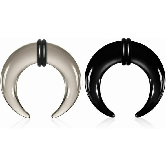 2PCS Glass Septum rings hoops,14G to 2G C Shape Pincher Tapers with O ...