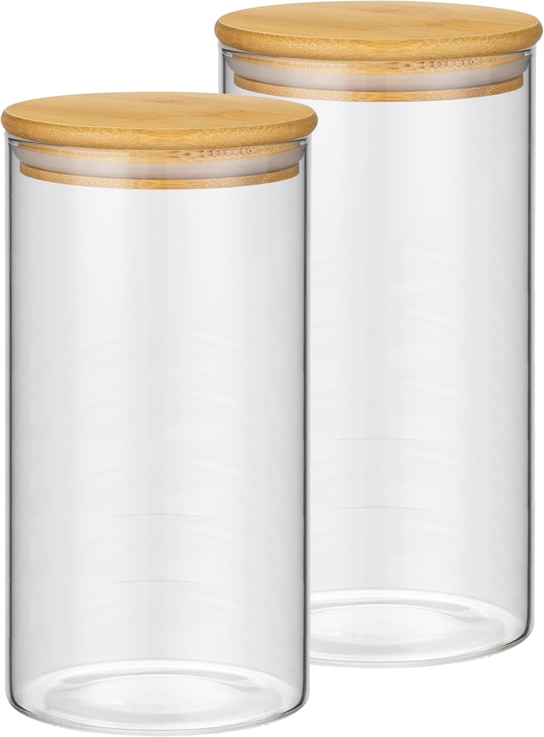 2PCS Glass Storage Jars with Airtight Lids,44 fl oz (1300ml) Cute Clear ...