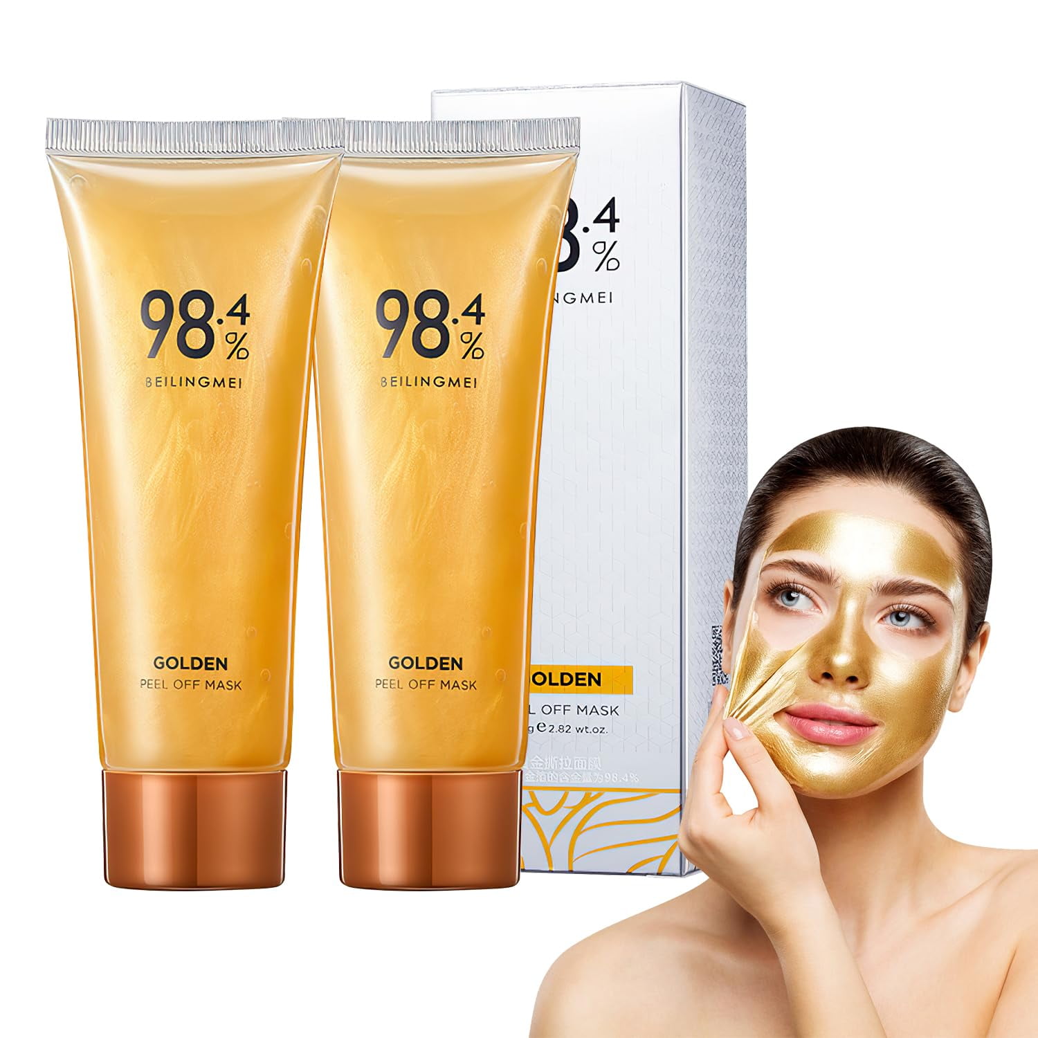 2PCS Gold Foil Peel-Off Mask, 98.4% Golden Peel Off Mask, Gold Peel Off ...