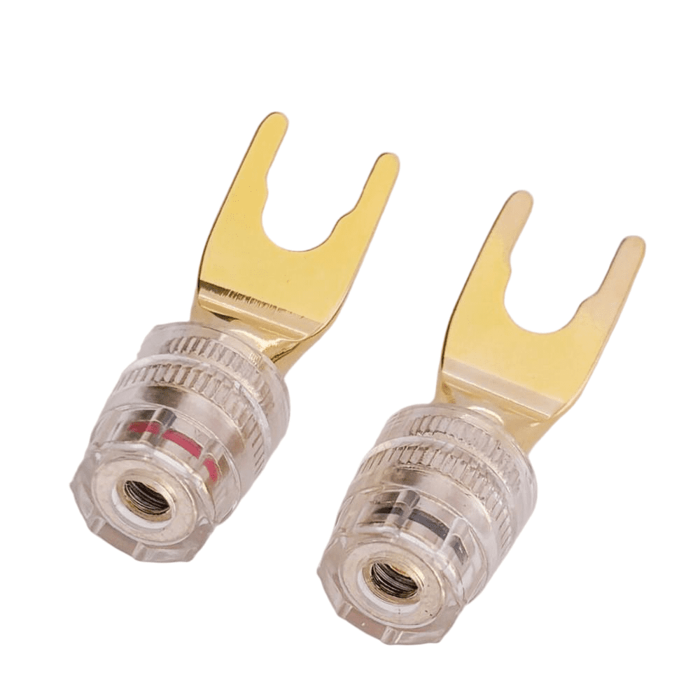 2PCS Gold Plated Y Spade to Banana Female Adapter, 4mm Jack Audio ...