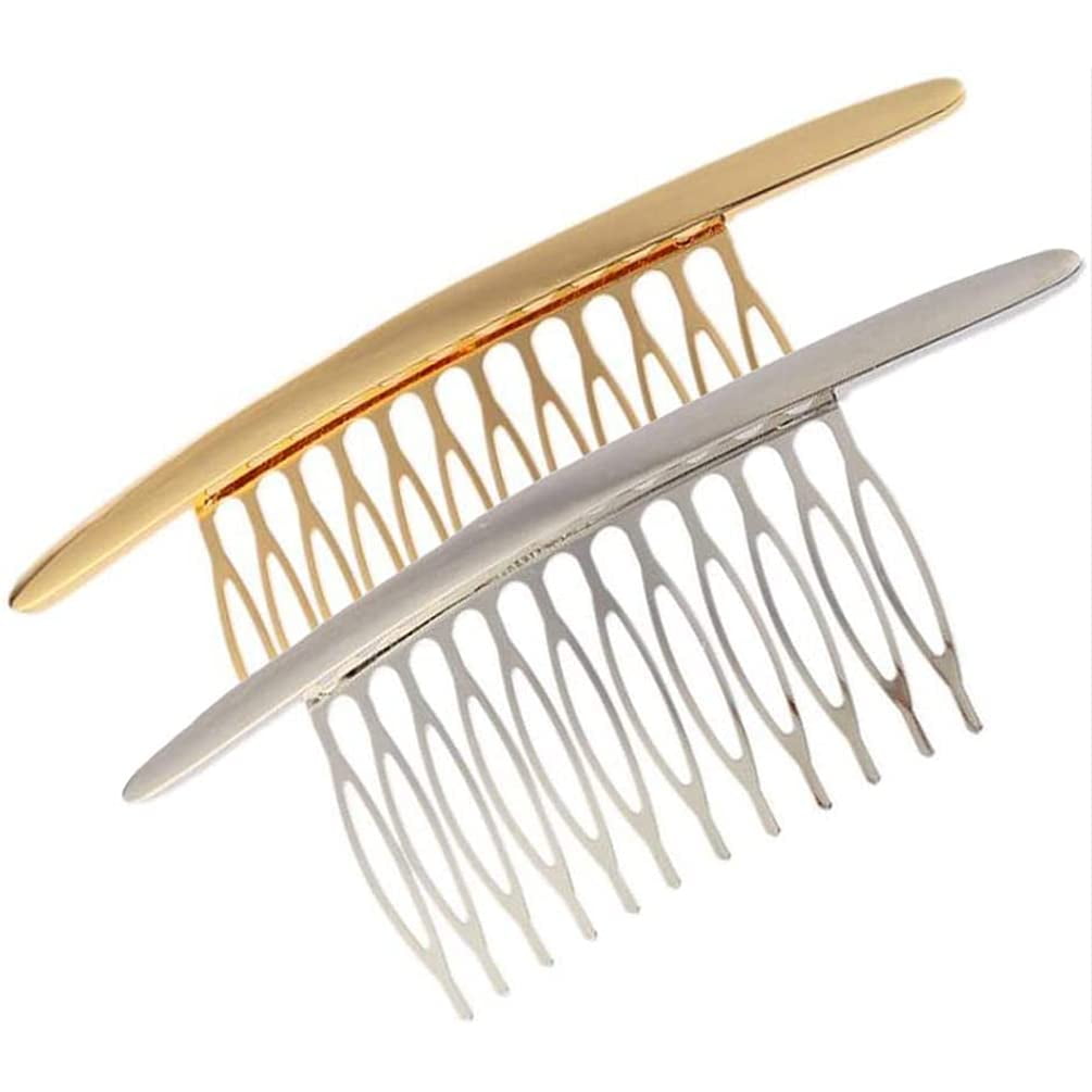 2PCS (Gold+Silver) Women Girls Elegant Smoothly Alloy Hair Comb French ...