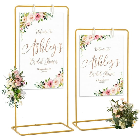 2PCS Gold Wedding Sign Holder,Adjustable Welcome to Our Wedding Sign ...