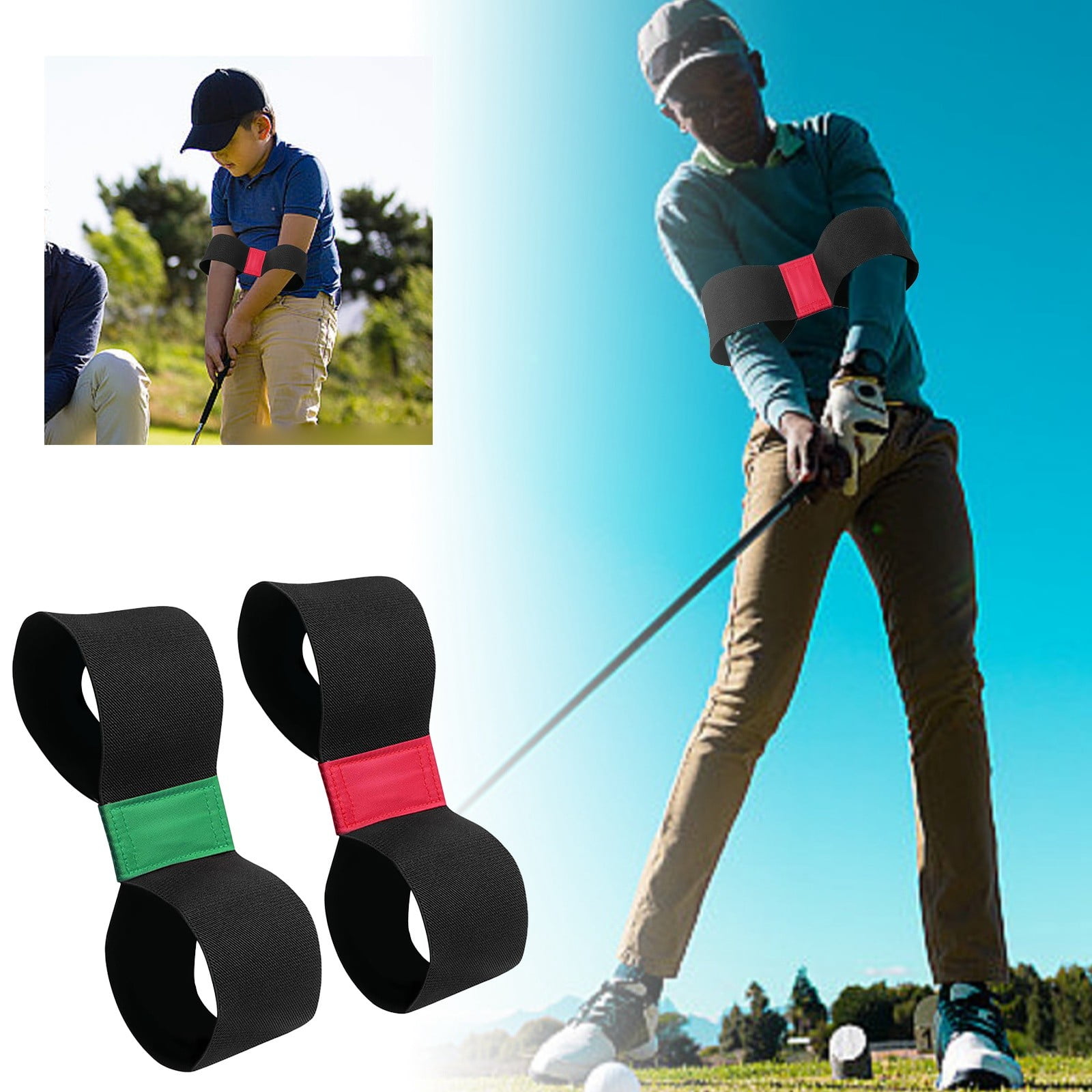 2PCS Golf Swing Training Aid - Adjustable Swing Correction Arm Band for ...