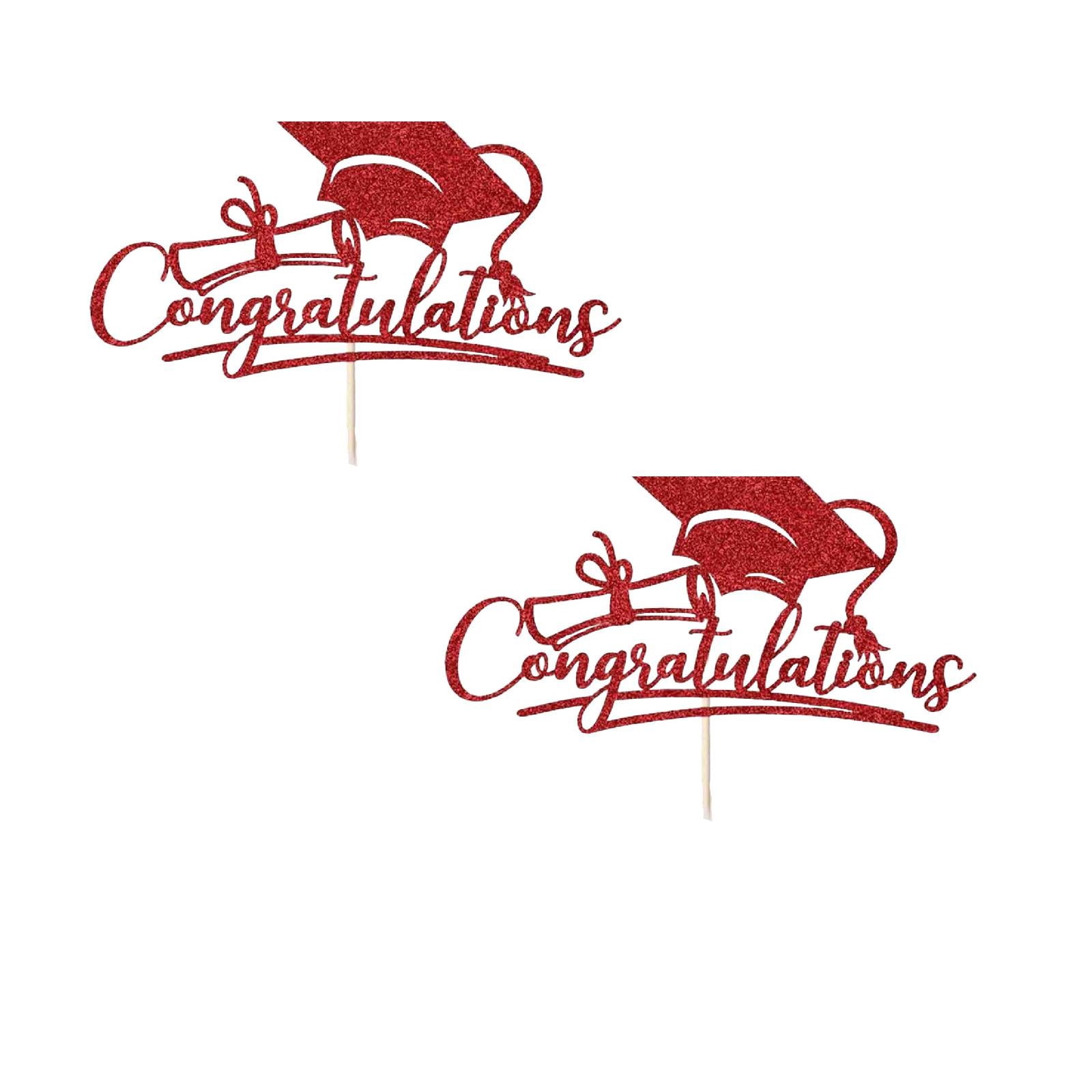 2PCS Graduation Cake Topper Decoration with Bachelor Cap Design ...