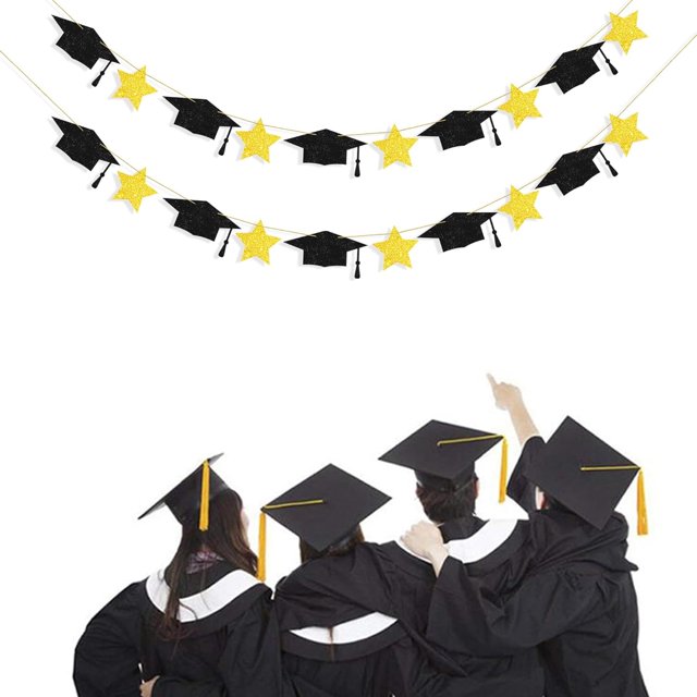 2PCS Graduation Cap Star Banner Graduation Cap Garland Banner ...