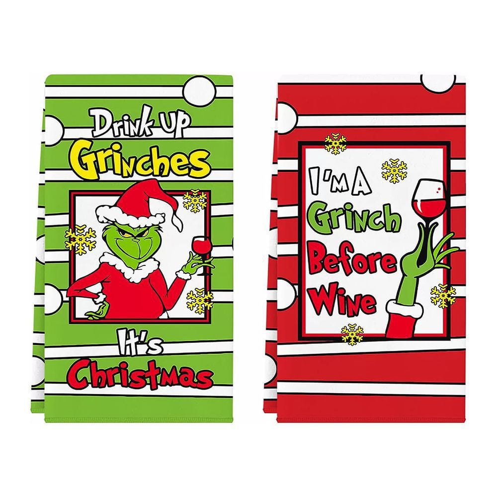 2PCS The Grinch Christmas Decor, Christmas Grinch Kitchen Towels ...