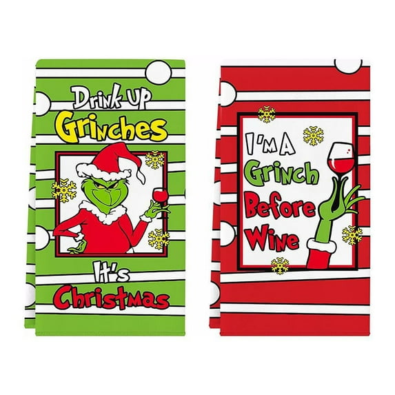 2PCS The Grinch Christmas Decor, Christmas Grinch Kitchen Towels ...