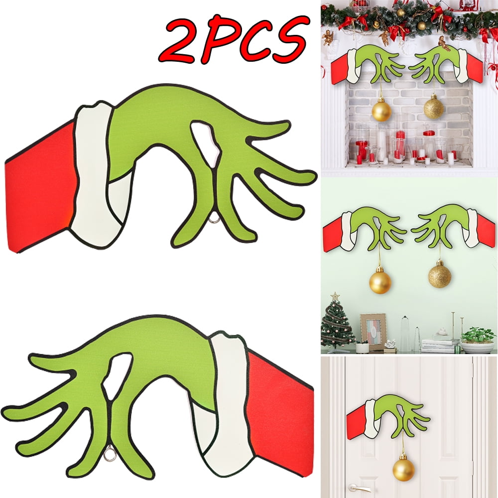 2PCS Grinch Christmas Thief Hand Cut Out Grinch Hands Decorations ...