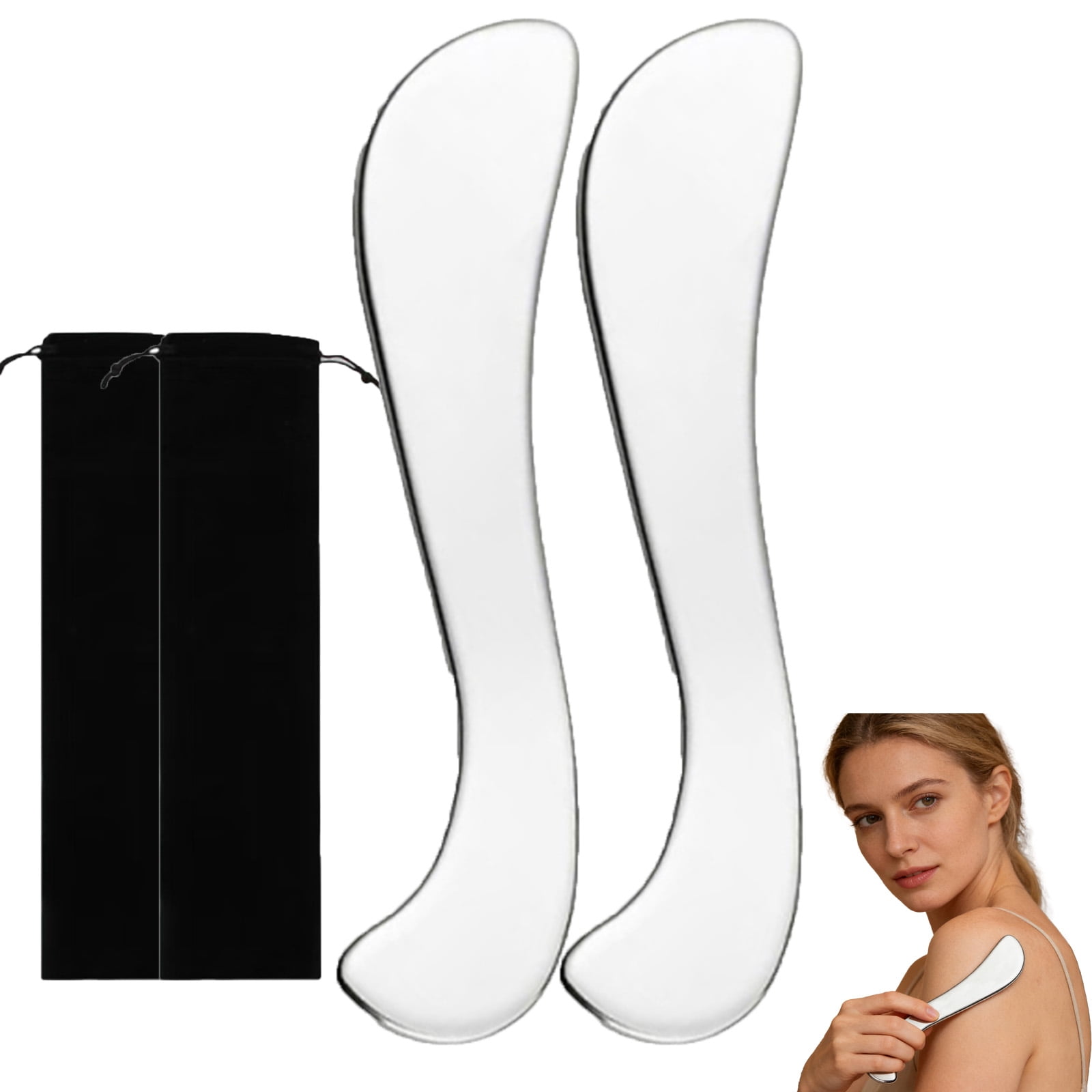 2PCS Gua Sha Tool Neck Massager Stainless Steel Muscle Scraper for ...