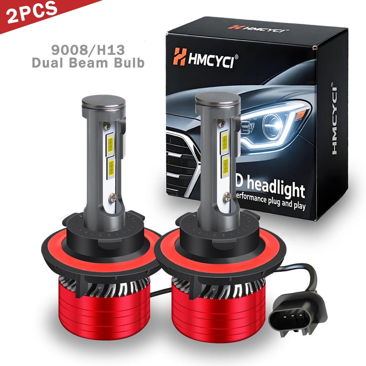 2PCS H13 LED Headlight Bulbs For Pontiac Torrent 2006-2008 2009,9008 Hi ...