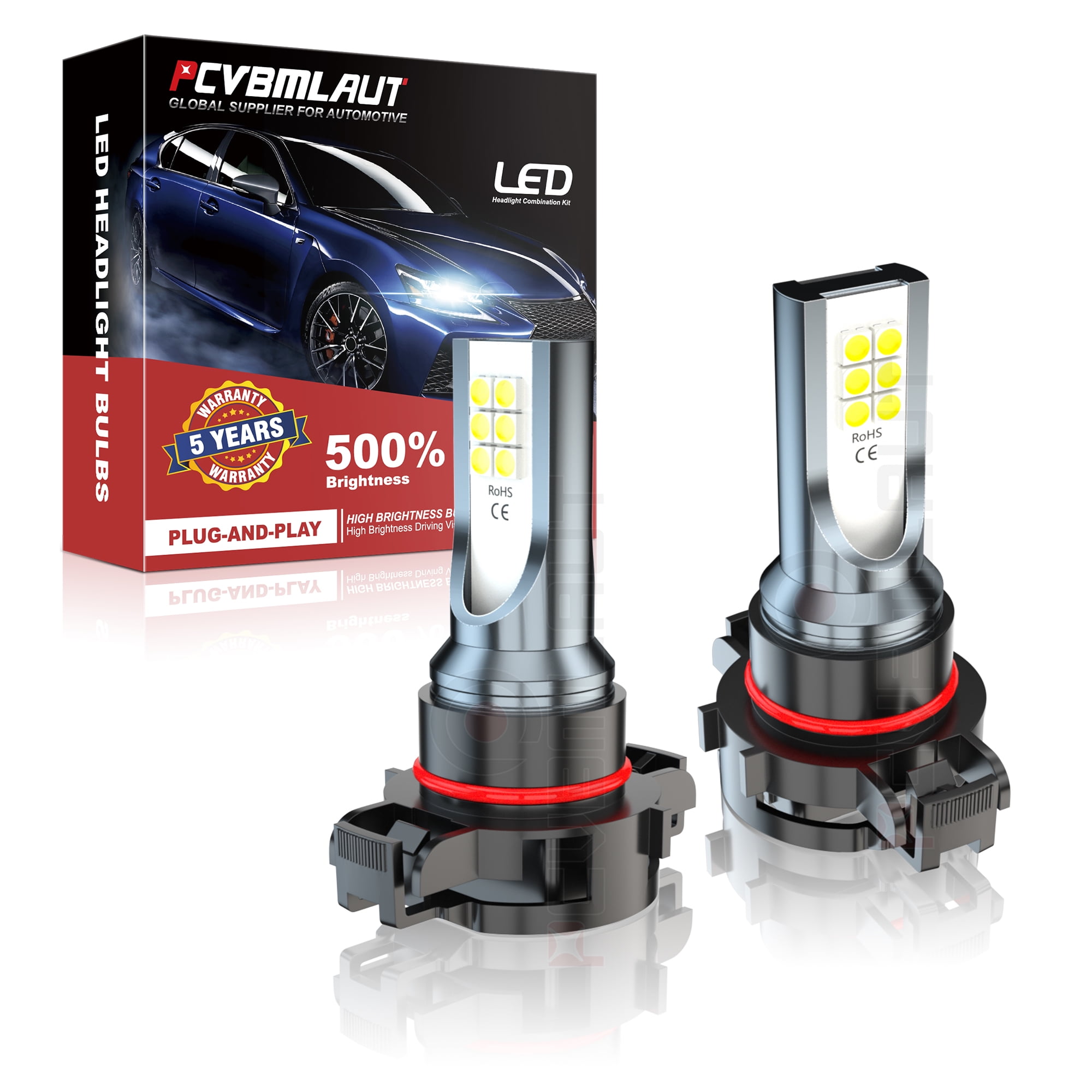 2PCS H16 LED Fog Light Bulb Combo 5202 H16 Fog Lamp Bulb 6000K White ...